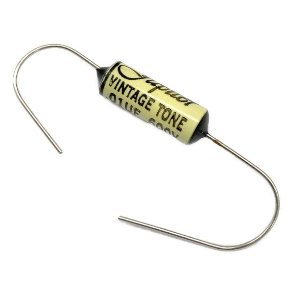 Astron Yellow Molded のレプリカトーンキャパシター0.01uF/600VDC　φ7.5×21ギターアンプ回路、ギター本体のトーン回路のリペア・カスタムパーツとして。また1960年代以降のビンテージアンプ、ビンテージギター...