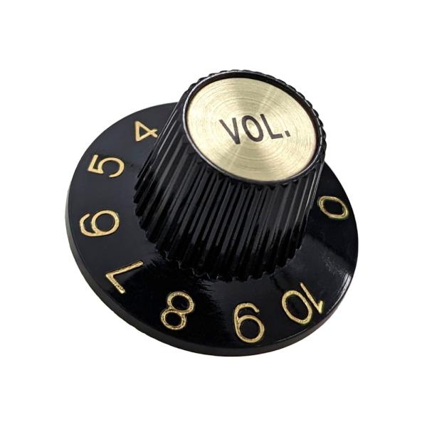 ギブソンのレスポールカスタム等に使用されていることで有名なゴールドプレート/ゴールド文字の別名ウィッチハットノブとも呼ばれるノブです。ゴールドトッププレートに黒文字、数字部分は金文字、CTSなどの24山刻みインチ規格スプリットシャフト用とな...