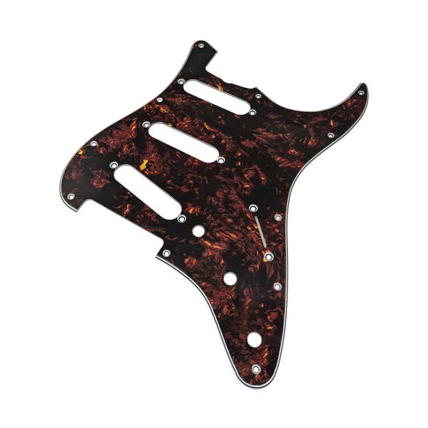 茶べっ甲(Classic Brown Tortoise)4PLY、62年式11穴タイプ、インチ規格、国内生産品深みのあるビンテージ感溢れるべっ甲柄模様のピックガード裏面は全面アルミ仕様現行USA 60's Pickguardsを元に製作□主...