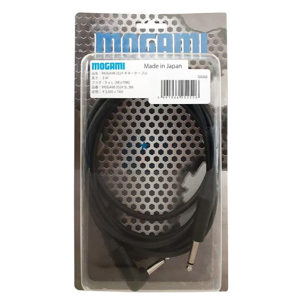 MOGAMI 2524 3m片側ストレートプラグ、片側L字プラグmogami「２５２４」は、フラットでシャープ、クセの無い 音質が特徴的で最もバランスの取れたmogamiの 代表的なモデルになります。エレキギターとアンプ間のような微小信号回...