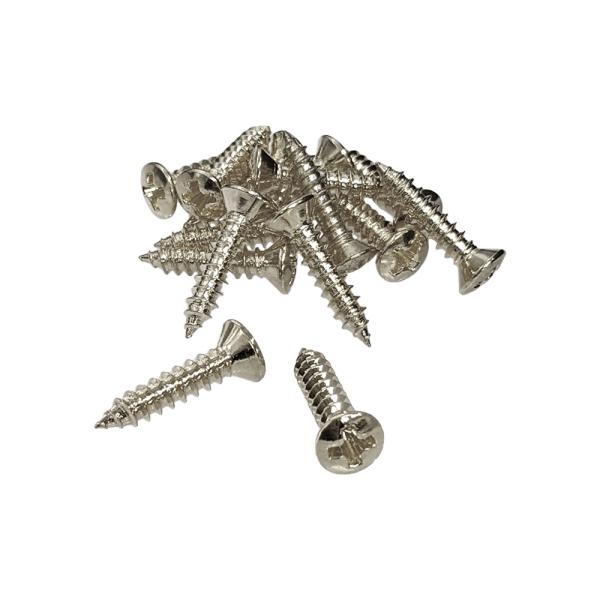 フェンダータイプのピックガード・プレート取付用ねじインチ規格、ニッケル、15本入り