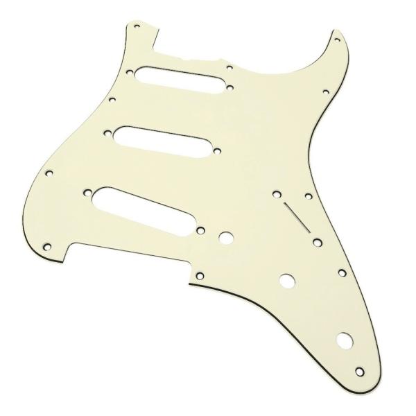 エイジドホワイト3PLY、62年式11穴タイプ、インチ規格品現行USA 60's Pickguardsを元に製作□主な適合モデル現行Fender USAおよびMexico製ST60'sタイプなど