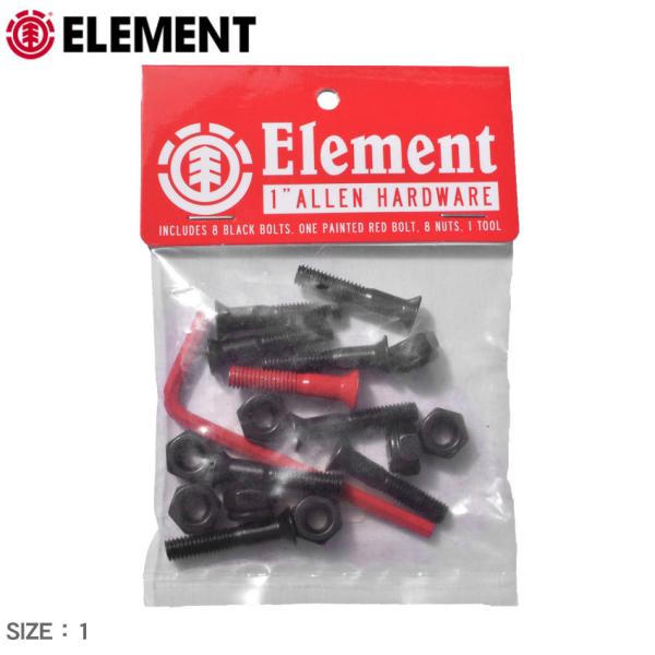 ■ラッピング対象外■サイズ・容量ほかボルト＆ナット セット長/1インチ容量/8個■ブランド：ELEMENT エレメント■アイテム：ボルト＆ナット セット■スタイルNo：BB027505■商品名：ALLEN 1 HARDWARE■原産国：Ch...