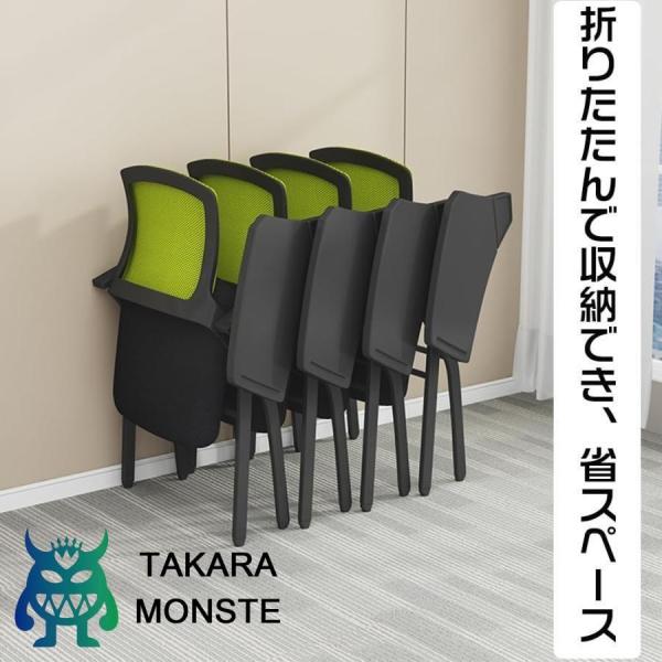 オフィスチェア ミーティングチェア テーブル付き 折りたたみ 事務椅子 テーブル一体型 軽量 持ち運び 折り畳み可能 パイプ椅子 メモ台付き アームレスト コンパ
