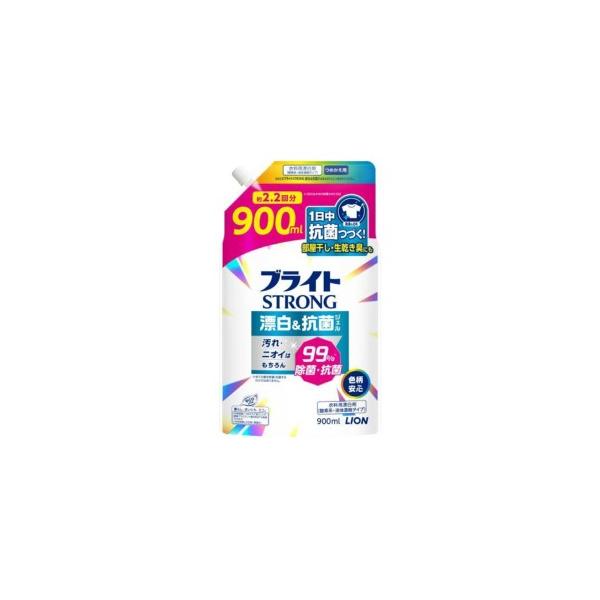 ▼沖縄県、離島地域は「送料無料対象外」となります。別途送料負担がございますのでご注意下さい。　　　　ライオン　ブライトＳＴＲＯＮＧ　漂白＆抗菌ジェルつめかえ用９００ｍｌは汚れやシミなどの漂白はもちろん、部屋干し・生乾きのイヤなニオイもしっか...