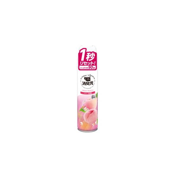 小林製薬　消臭元スプレー もぎたて白桃　280mlはイオンパワーとワイド噴射で悪臭を瞬時に消臭するトイレ用消臭スプレーです。除菌効果でいつも清潔に保てます。有効期間　約1ヶ月持続。　【4987072038420】
