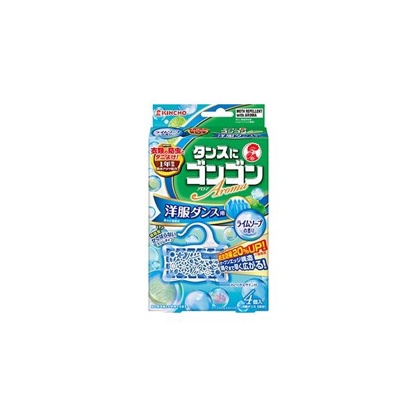 ▼5000円以上送料無料　(但し沖縄県、離島などは別途送料負担があります)　　　大日本除蟲菊　ゴンゴンアロマ　洋服ダンスライムソープ４個はダニよけ効果をプラスした衣類用防虫剤。洋服ダンス６００Ｌに対して、個使用が目安。防虫アロマと防虫成分の...