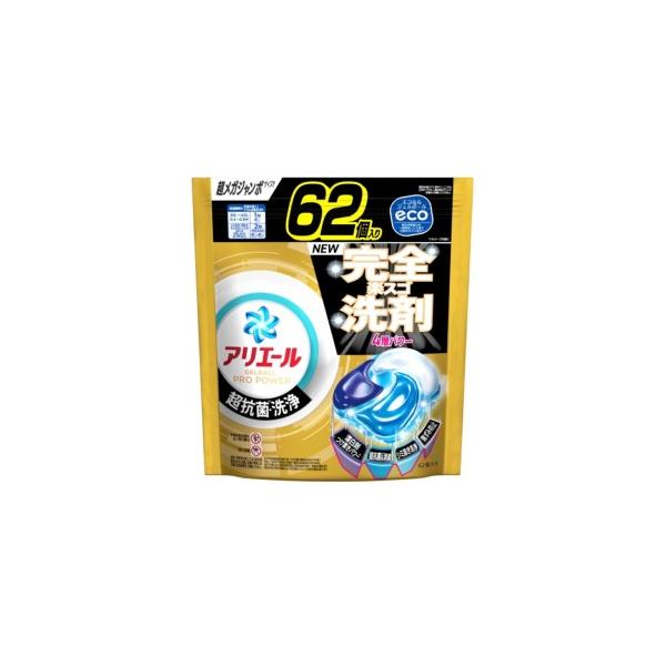 ▼5000円以上送料無料　(但し沖縄県、離島などは別途送料負担があります)　　　Ｐ＆Ｇ　アリエールジェルボールプロパワーつめかえ超メガジャンボ６２個はアリエールジェルボールプロは４層中の１層に含まれる３つの界面活性剤のうち１種類を大幅にグレ...