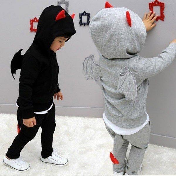 ハロウィン コスプレ 衣装 子供 キッズ  男の子 コウモリ風 フード付き 可愛い 男女兼用 上下セット ハロウィン デビル パーカー セットアップ 小悪魔【商品説明】ハロウィンで大活躍小悪魔デビルのコスプレ衣装。 普段着としてご使用頂いて...