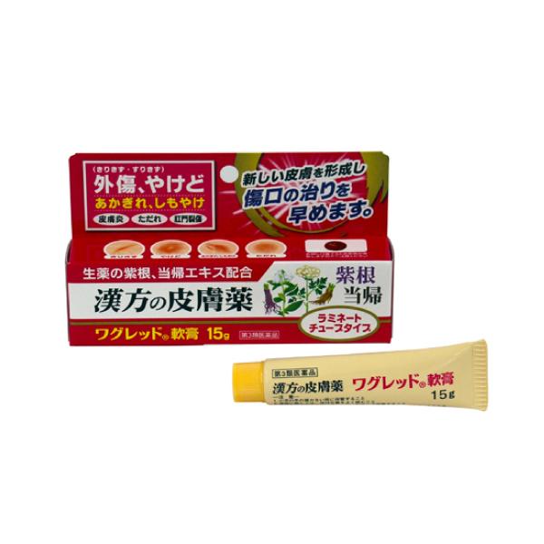 【送料無料】/しもやけ/あかぎれ/きりきず/すりきず【商品説明】●ワグレッドは、きりきず・すりきずなどの外傷や、血行障害により起こるしもやけやあかぎれ、さらにはやけどや皮膚炎などを改善するように考え出された外用の軟膏剤(塗り薬)です。●ワグ...