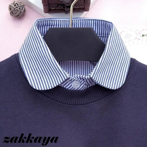 【素材】コットン【お色】画像をご参照ください。色合いはモニター環境により若干の誤差が出ます。つけ襟 付け襟 レディース 可愛い ボーダー ハイネック シャツ ツケエリ ネイビー ブルー 女性 かわいい エリ 襟 シンプル ラウンド スクエア...