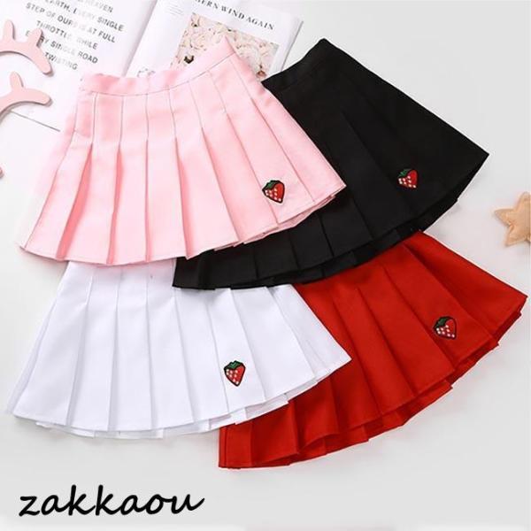 スカート ショットパンツ付き キッズ いちご柄 子供服 プリーツスカート ミニスカート ミニスカ ショートスカー Aラインスカート 裏地付き 色は明るくて可愛いスカートは登場ショットパンツ付きと付かず、２タイプがあり理想の長さ、保育園や公園...