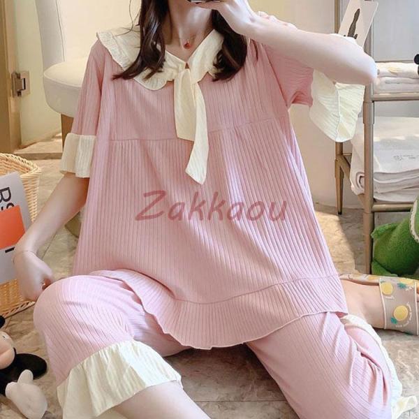 ■ 品名：レディースパジャマ(2点セット)■ 素材：コットン■ カラー：全2色■ サイズ：M-2XL人気検索キーワード：マタニティ パジャマ ホームウェア 授乳服 妊婦服 マタニティ パジャマ　ナイティセット 半袖　長袖 長そで 授乳服 妊...