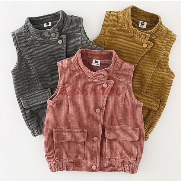 ■品名：キッズベスト■素材：コール天■カラー：全3色■サイズ：90〜130人気検索キーワード：子供服 女の子 男の子　子供コート中綿コート ジャケット キッズコート 90 100 110 120 130 140 150 160 秋冬ダウンコ...