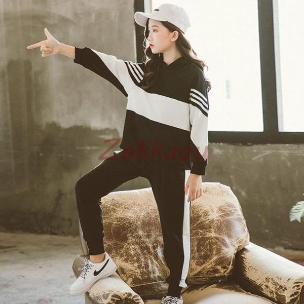 ■ 品名：キッズジャージセット■ 素材：コットン■ カラー：ブラック■ サイズ：110-160■ 産地：中国人気検索キーワード：キッズ上下セット　女の子　男の子　2点セット　3点セット　パーカー　パンツ　セットアップ カジュアル　スポーツウ...