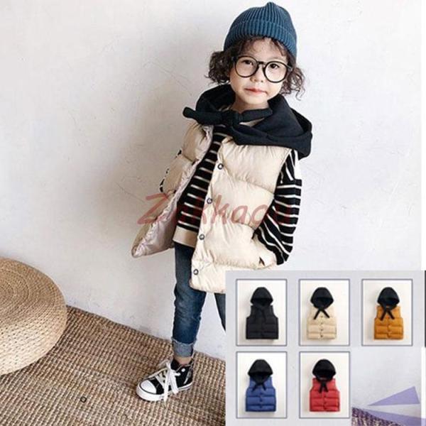 ■品名：キッズ中綿ベスト■素材：ポリエステル■カラー：全5色■サイズ：90〜130■充填物:ポリエステル人気検索キーワード：子供服 女の子 男の子　子供コート中綿コート ジャケット キッズコート 90 100 110 120 130 140...