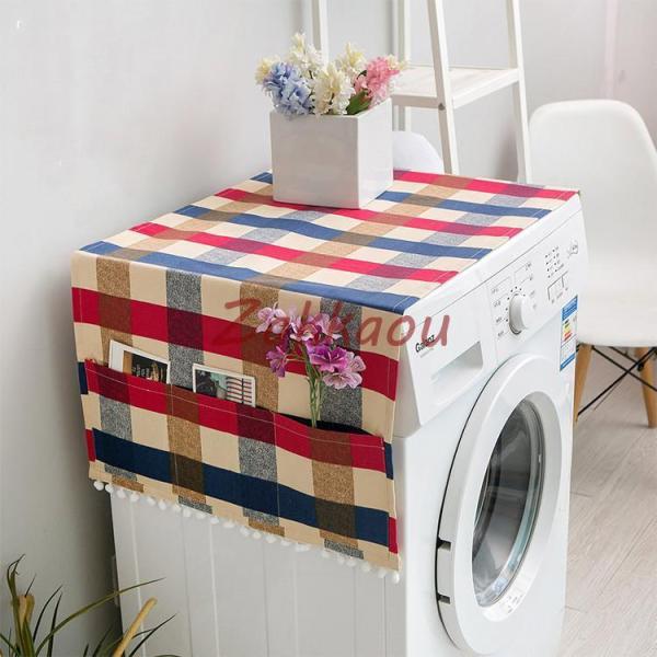 ■品名：防塵カバー■素材：コットン■カラー：全1色■生産地：：中国■適用電器：洗濯機/冷蔵庫/レンジ■人気検索ワード：冷蔵庫 ダストカバー 汚れ防止 カバー 収納 ポケット 防塵カバー 収納袋付き 冷蔵庫上カバー 防水 小物入れ　布　ポーチ...