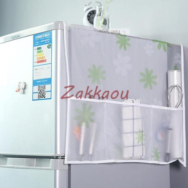 ■品名：防塵カバー■素材：PEVA■カラー：全4色■生産地：：中国■適用電器：冷蔵庫■人気検索ワード：冷蔵庫 ダストカバー 汚れ防止 カバー 収納 ポケット 防塵カバー 収納袋付き 冷蔵庫上カバー 防水 小物入れ　布　ポーチ　バッグ　テーブ...