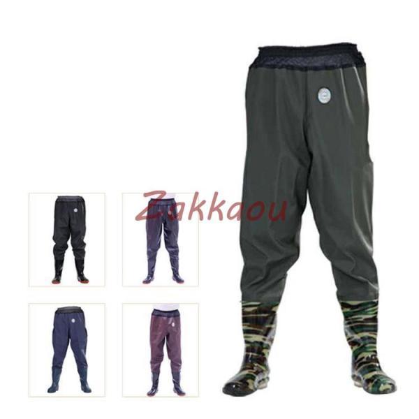 ■ 品名：防水透湿ウェーダー■ 素材：本体/PVC+ポリエステル ブーツ部/PVC■ シーン：渓流釣り、防災、清掃、農作業、漁業水産■ カラー：全6色■ サイズ：38-45■ 季節：春、夏、秋、冬