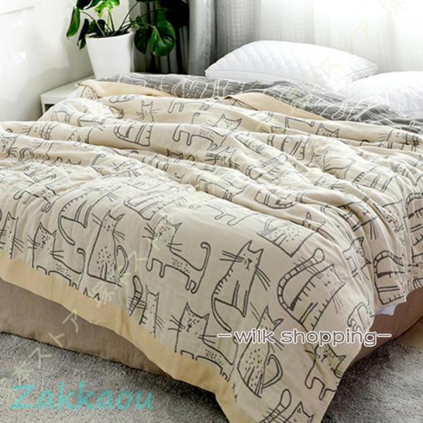 ・素材： 綿　4重ガーゼ・サイズ：150*200cm、200*230cm・安全性：無蛍光の100%天然素材、ご安心使用ください。・かわいい柄。タオルケットやシーツ代わりとしてのご使用がおすすめです。・肌に優しい天然素材、綿を使用ことでこの商...