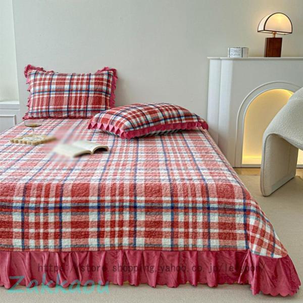 ＜商品情報＞【素材】マイクロファイバー【サイズ】◆ベッドカバー単品：220*240cm*1、255*260cm*1◆ベッドカバーセット：230*240Set、255*260Set（ベッドカバー+枕カバー）■フリルの美しさに、このベッドカバー...