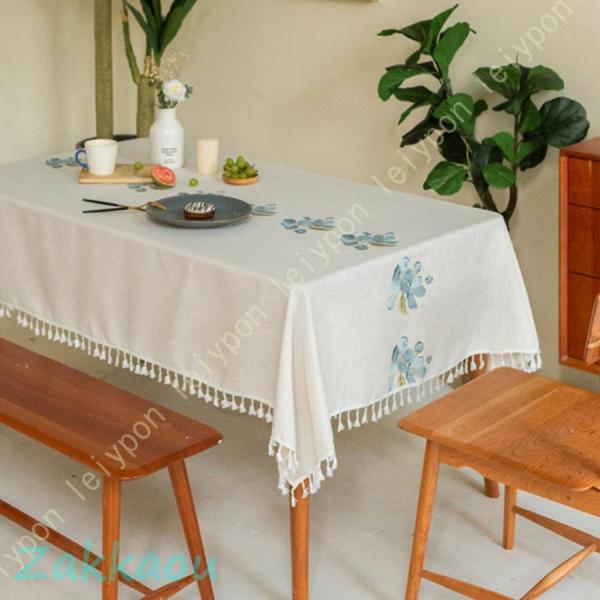 素材：リネン 綿麻★高品質リネン素材を採用して、柔らかくて厚手生地、繰り返し洗濯しても色落ちしにくく、耐久性にとても優れており、テーブルを傷や汚れから守れて、長年にわたってご使用いただけます。★耐久性にも優れていて、しっかりして手触りのいい...
