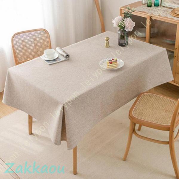 素材：綿麻 リネン★エレガントのスタイルのテーブルクロスで、高級感あるデザインでインテリアの雰囲気を演出します。気分転換してお部屋をもっと楽しく快適にします。★テーブルの汚れ・傷を防止、撥水、撥油加工を施しているので、飲み物やスープ、お醤油...