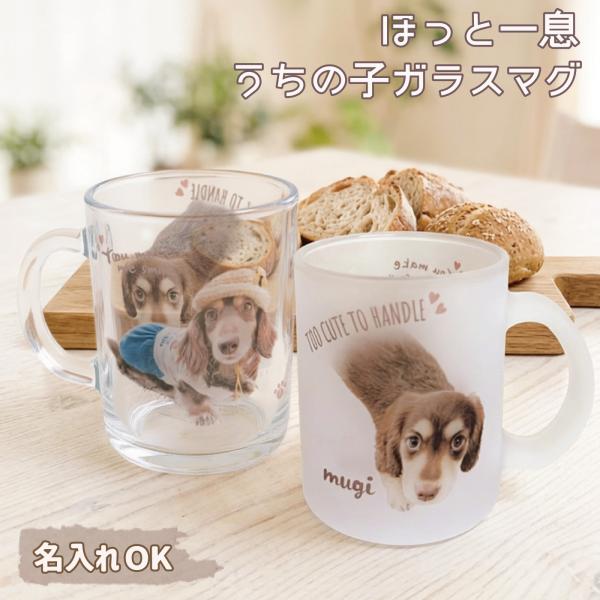大切なペットやお子さんのお写真から作る、オーダーメイドのガラス製マグカップです。ガラスマグカップは、透明ガラスマグと半透明すりガラスのようなフロスト加工マグの2種類からお選びいただけます。ワンちゃんや猫ちゃん等のふんわりした雰囲気を可愛く表...