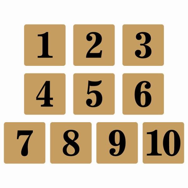 番号 ナンバー ステッカー10枚セットサイズ：140x140mm材質：塩ビ※貼り付ける際、貼り付ける個所をきれいに拭いて下さい。 ※きれいに貼り付ける方法は貼りつけ箇所に中性洗剤を入れた水を吹きかけ、直後素早くシールを貼り付け、ゴムベラを使...
