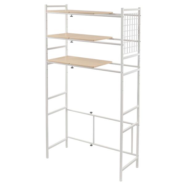 洗濯機周りの衣類や洗剤、タオルなどをスッキリ収納できるランドリーラック。洗濯機上の空いたスペースを有効活用し、脱衣スペースをスッキリ整えます。洗濯機に合わせて横幅の調節が可能。（伸縮幅：65〜95cm）棚の高さを調節できるので、ドラム式の洗...