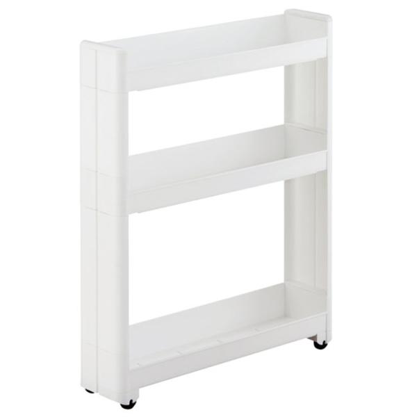 わずかなすき間を小物収納庫に！洗濯機横のデッドスペースに洗剤類をすっきり収納できるスマートワゴン。まっすぐ動くコロ付なので、引出しの間隔で出し入れできます。側板が目隠しになり、たっぷり収納してもスッキリ見えます。ランドリー収納としてだけでな...