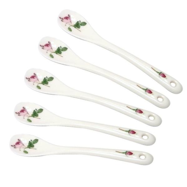 Redoute ルドゥーテ ティースプーン C008 《5本》ティー スプーン セット おしゃれ ティースプーンセット バラ 薔薇 ばら バラ柄 ローズ 姫 ガーリー かわいい 可愛い 食器 紅茶 コーヒー 陶磁器 カフェ風 洋食器 ギフト...