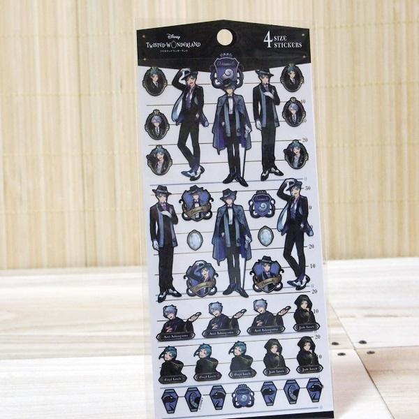 Disneyのツイステッドワンダーランドのキャラクターの4サイズステッカーです色んなサイズのステッカーは全部で9種類◆サイズ：横205×高さ90ｍｍ 位◆素材：アートシール紙＜発送方法について＞ネコポス便・ゆうパケット便での発送も可能です