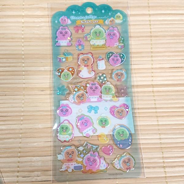 おぱんちゅうさぎ キャラクターキラキラした ホログラム箔 ドロップジュエリーシールです　■台紙サイズ：H200×W95（mm）　■素材：エポキシシール+ホログラム箔ぷっくり盛り上がったシールです。＜発送方法について＞メール便での発送も可能です