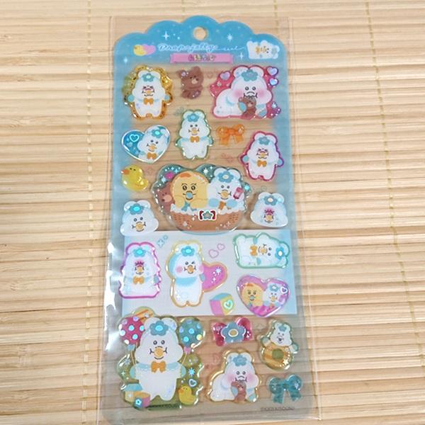 おぱんちゅうさぎ キャラクターキラキラした ホログラム箔 ドロップジュエリーシールです　■台紙サイズ：H200×W95（mm）　■素材：エポキシシール+ホログラム箔ぷっくり盛り上がったシールです。＜発送方法について＞メール便での発送も可能です