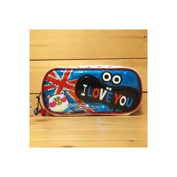 MR.I LOVE YOUのスパンコールペンケースです。キラキラ光ってとても目立ちますよ♪ファスナー部分には星型のチャーム付きです！サイズ：H85×W185×D60mm 位素材：PVC/シルバースパンコール