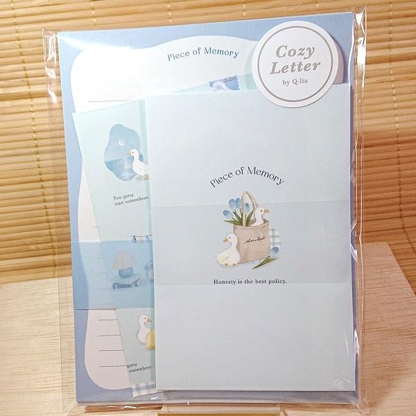 あひるのデザイン オシャレな コージー レターセットです。■サイズ：H190×W148（mm）　便せん/2柄×12枚（計24枚）　封筒/2柄×6枚（計12枚）　1柄目の封筒は質感のあるタント紙お便り 便せん 封筒 メッセージ　大人可愛い C...