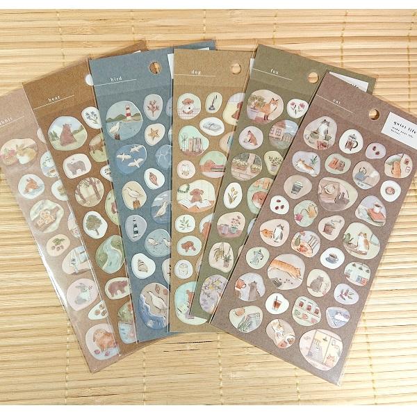 淡いカラーが特徴のアニマルイラストシール 6点セットです。普段のデコレーションに才げなく合わせて使えるデザインです。cat、fox、dog、bird、bear、rabbit優しいデザインおてがみやメッセージカード・フォトアルバム、手帳やノー...