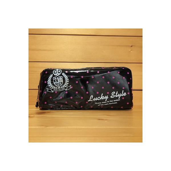 Luckey Styleのボックスペンケースです。ドット柄がかわいい♪サイズ：H90×W185×D75mm 位中国製