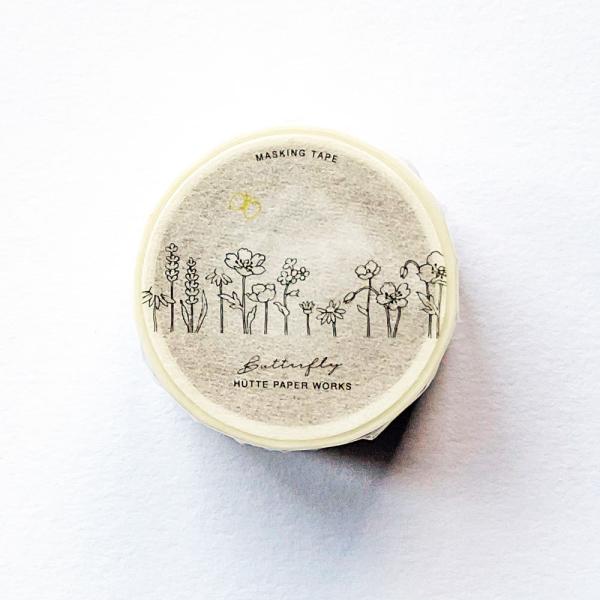 Hutte paper worksさんのマスキングテープ季節の草花をモチーフに作品を作られています。テープ幅:20mm×6m　　1巻　　　日本製　　