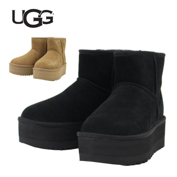 UGG アグ Classic Mini Platform クラシックミニプラットフォーム シープスキン ショートブーツ  厚底 ムートン レディース 1134991素材：アッパー：スエード、アウトソール：EVAサイズ：US5、US6、US7...