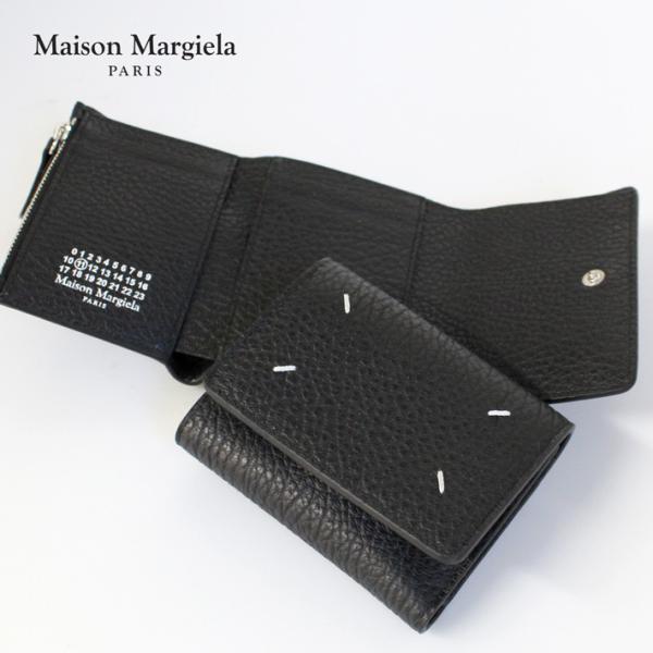 Maison Margiela メゾン マルジェラ Three Fold Wallet スリー フォールド ウォレット 三つ折り財布 小銭入れ コインケース メンズ レディース ブラック レザー 本革 SA3UI0010 P4455 T80...