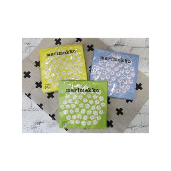 華やかでカラフルな柄で人気のマリメッコ　ペーパーナプキンす。３枚重ねで厚みがありしっかりとしていることが特徴。お皿に敷いてフルーツやスイーツなどをのせたり、クッキーやケーキどをラッピングしてプチギフトにも最適です。テーブルデコレーションにご...