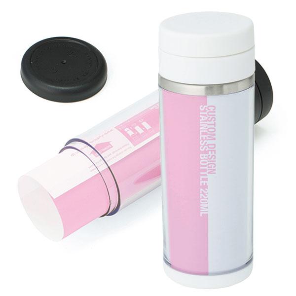 ■カラーホワイト(TS-0887-044)ブラック(TS-0887-009)■本体サイズφ60×173(mm)、220ml■材質本体内側・内びん：ステンレス(18-8)本体外側・胴部：AS樹脂フタ・底蓋・栓：ポリプロピレンパッキン：シリコン...