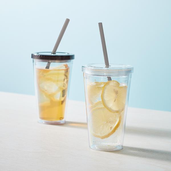 ■特徴 付属のストローは飲み口部分がPP、下部がシリコン素材を使用しているので本体を分解しなくてもシリコンを曲げれば本体内部に収納することが可能です■カラー クリア(フタ部分) /クリアブラック（フタ部分）■本体サイズ 本体：φ10×H16...