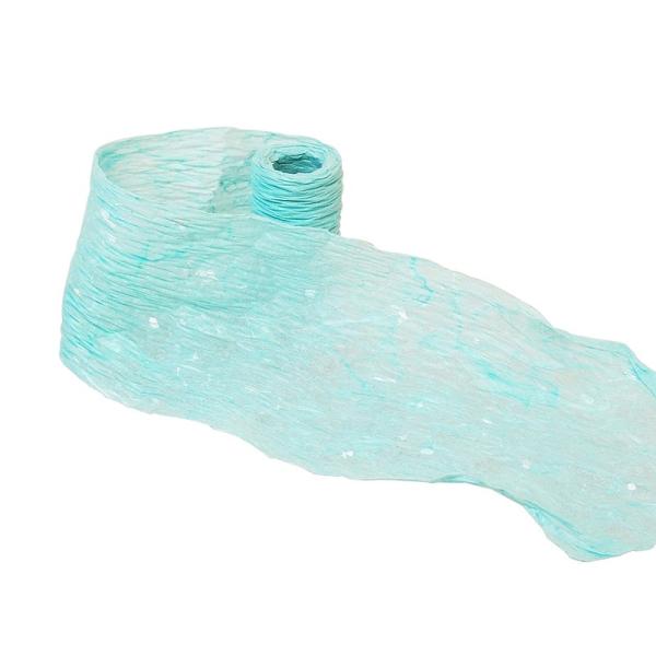 サイズ：約幅5.1cm×長さ3.0m※定形外郵便物OKブランド：The Gift Wrap Companyデザイン：ラッピング リボン イベント 水色 和ペーパーシルクのラッピングリボン。水色の無地にしわの加工を施し、銀粉のようなものが散り...