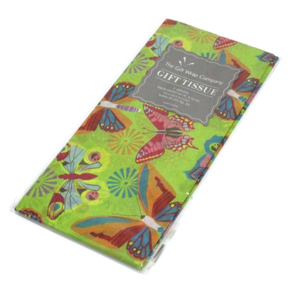 サイズ：508 × 762(mm)※定形外郵便物不可ブランド：The Gift Wrap Companyデザイン：黄緑 イエローグリーン 蝶黄緑を基調とした蝶柄のギフトティシューです。通常の包装紙よりも薄く、清潔感や高級感のあるお洒落な薄葉...