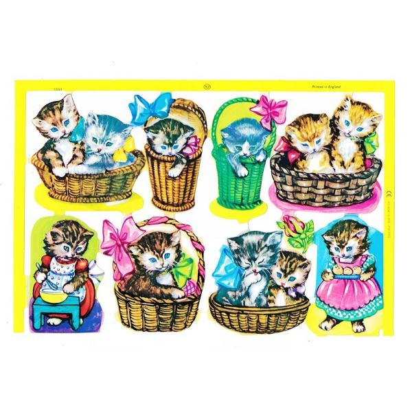 サイズ：23.5×16.5cm素　材：紙製※定形外郵便物可ブランド：マメロックデザイン：ネコ 猫 子猫 可愛い 動物レトロなイラストがデザインされた、ハイセンスで美しいクロモス。青い瞳の子猫たちを描いています♪とても神秘的で見とれてしまいま...