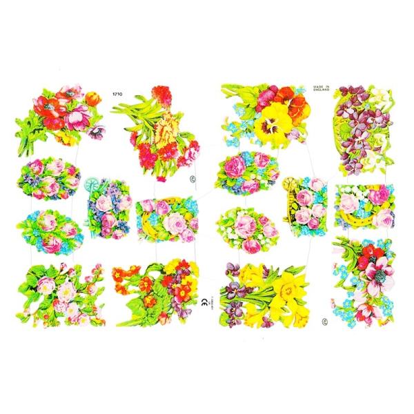 サイズ：約幅23.5×高さ32.5cm素　材：紙製※定形外郵便物OKブランド：マメロックデザイン：クロモス スクラップシート お花 フラワー ブーケ 円形ハイセンスで美しいクロモス。色とりどりのお花を描いています♪とてもきれいな仕上がりにな...