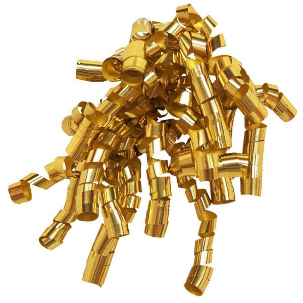 サイズ：約長さ15cm※定形外郵便物ＯＫデザイン：金色貼り付けるだけで簡単に使える、カールタイプのラッピングリボン。キラキラと光る光沢のある素材で作られたゴールドのリボンです。ラッピングやハンドメイド用品としてお使い頂けます♪※生分解可能な...